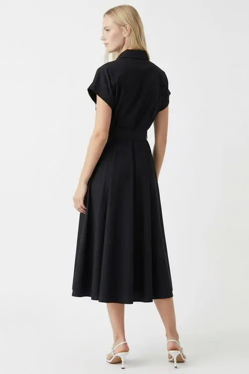 EXQUISE Miriam Embroidered Midi Shirt Dress
