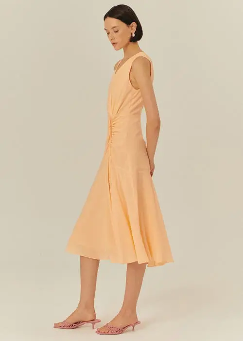 EXQUISE Elora Side Drawstring Midi Dress