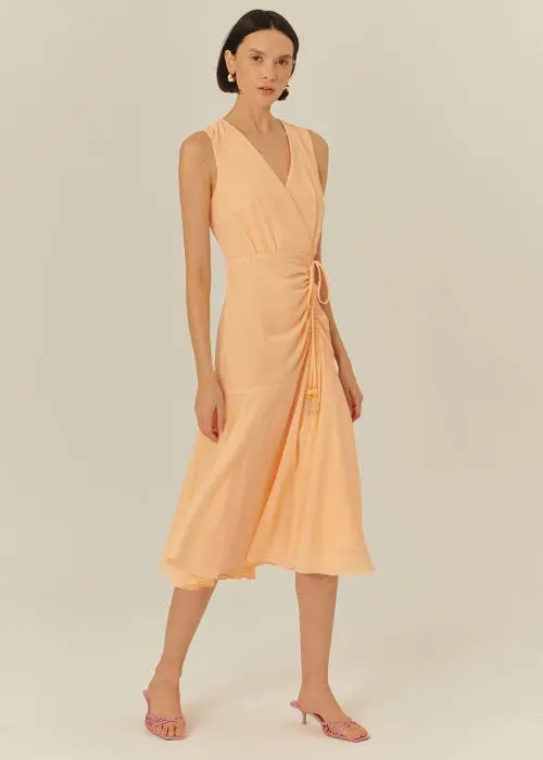 EXQUISE Elora Side Drawstring Midi Dress