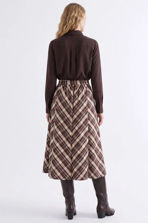 EXQUISE Pleated Midi Skirt With Pockets
