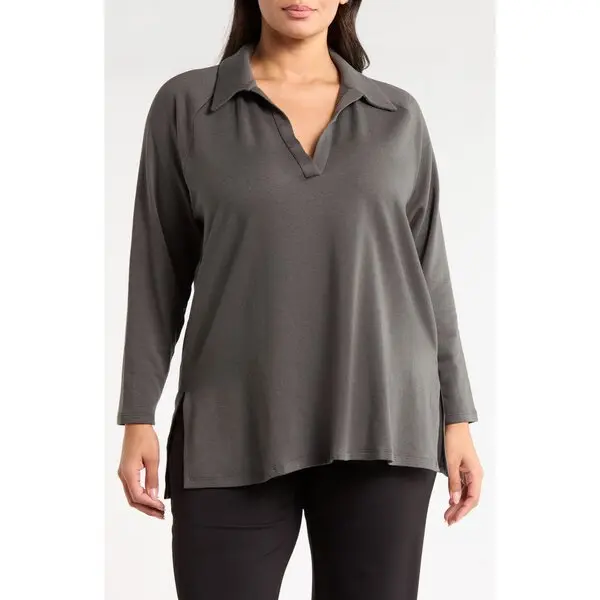 Eileen Fisher Raglan Sleeve Henley Tunic - Sylvan