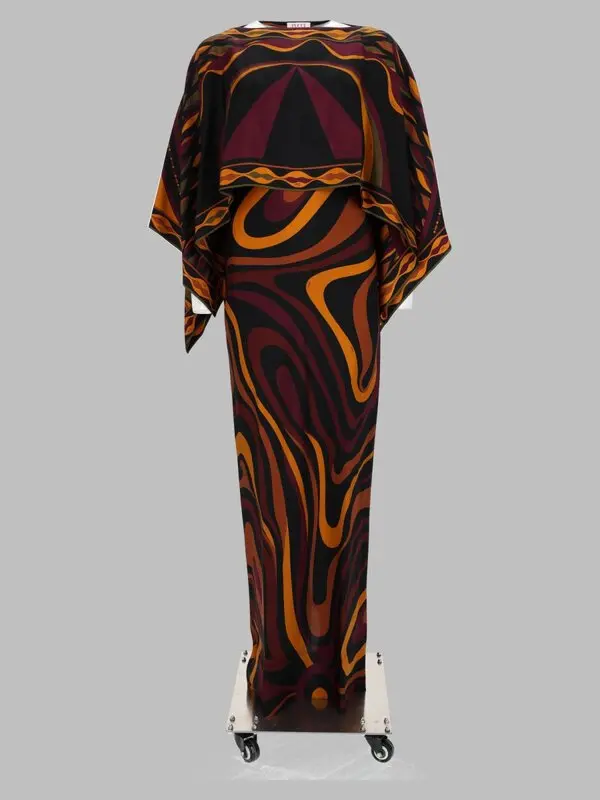 Emilio Pucci Abito In Seta Con Stampa Marmo