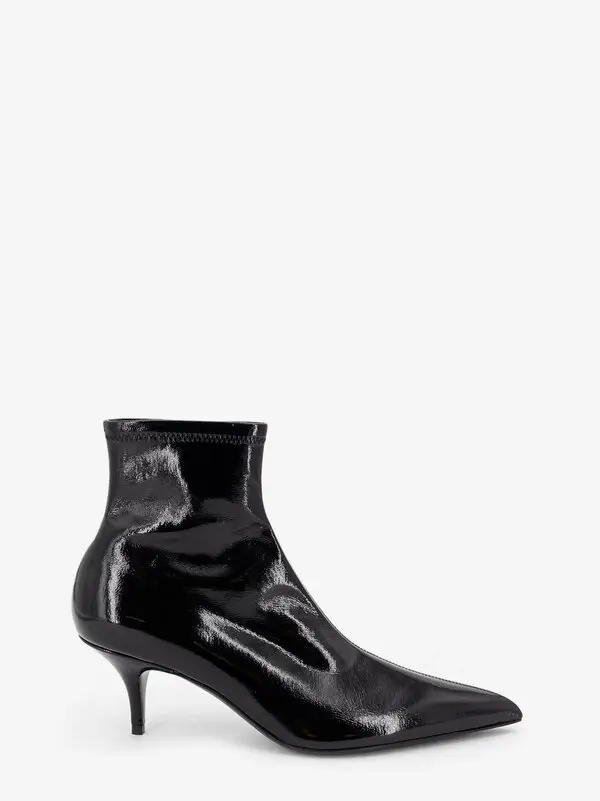 Celine Fitted Sleek Stretch Patent Leather Boots - Black