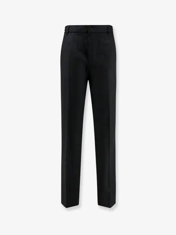 Moncler Virgin Wool Trousers With Elastic And Drawstring - Black