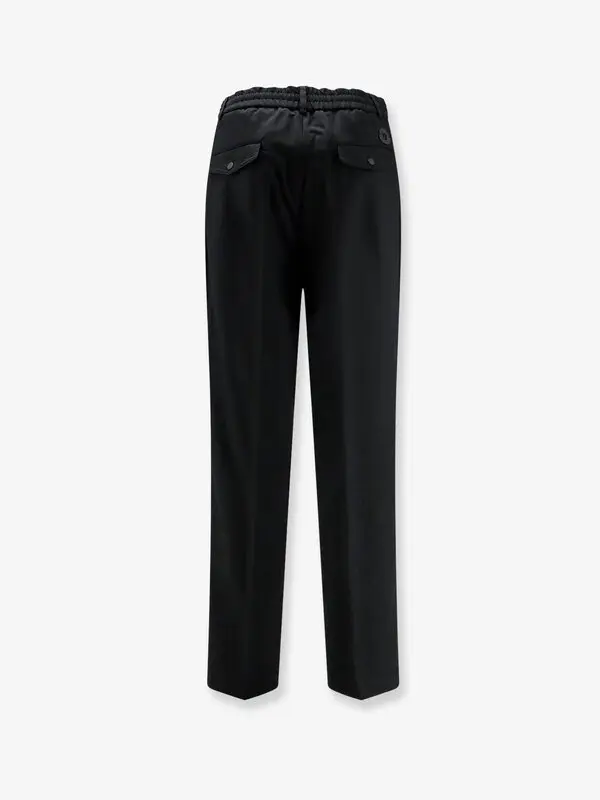 Moncler Virgin Wool Trousers With Elastic And Drawstring