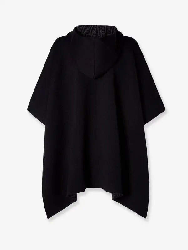 Fendi Ff Zucca Black And Grey Cashmere Poncho