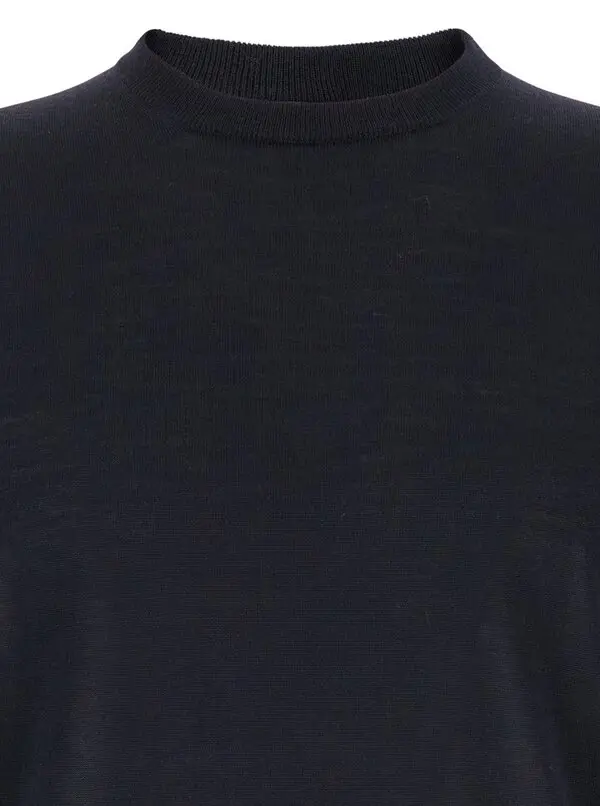 LEPLAIN Crewneck Sweater With Long Sleeves And Ribbed Finishes In Blue Wool For