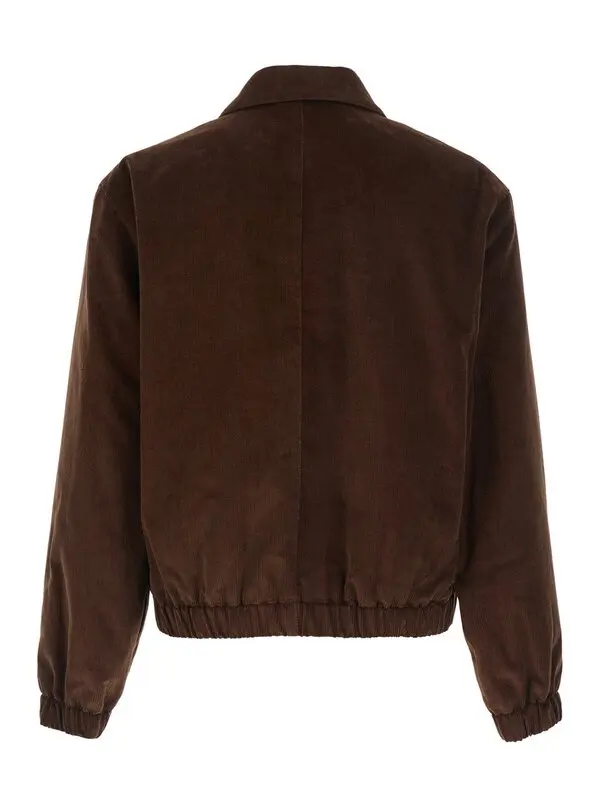 AMI Paris Jacket Imbottita Con Zip In Tessuto Tecnica Marrone Uomo - Multicolor