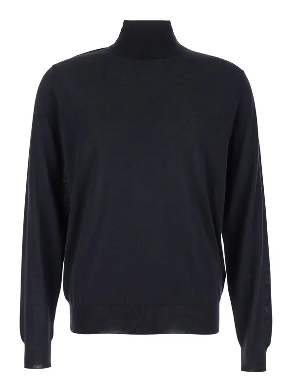 LEPLAIN Blue Wool Turtleneck Sweater For