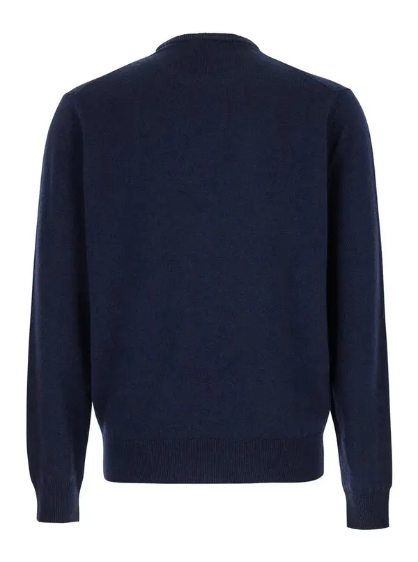 LEPLAIN Crewneck Sweater In Merino Wool And Silk Blend Blue