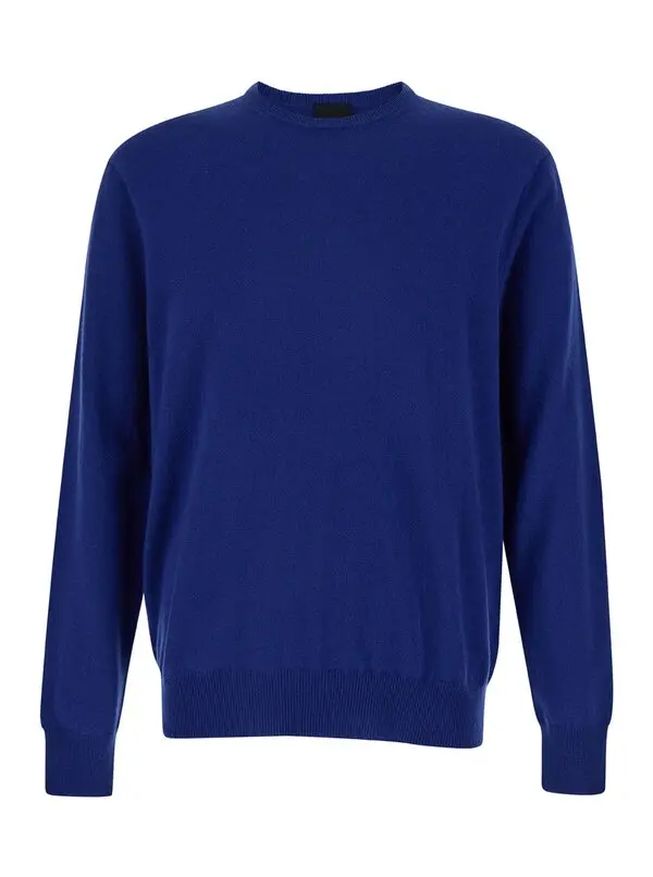 LEPLAIN Blue Crewneck Long Sleeve Sweater In Cashmere