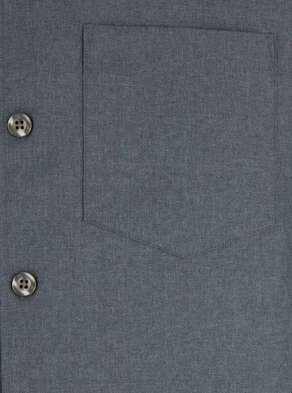 LEPLAIN Grey Shirt With Classic Collar In Virgin Wool Blend