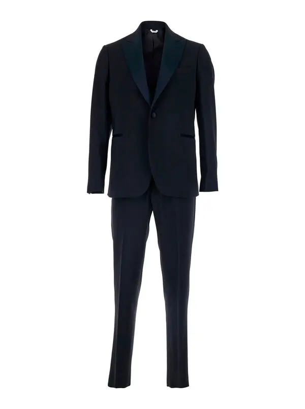 LEPLAIN Single-breasted Suit With Peak Revers In Blue Fabric For