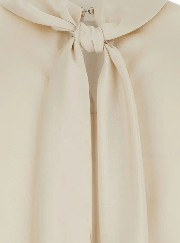 LEPLAIN Beige High-neck Blouse With Bow On The Rear In Satin For