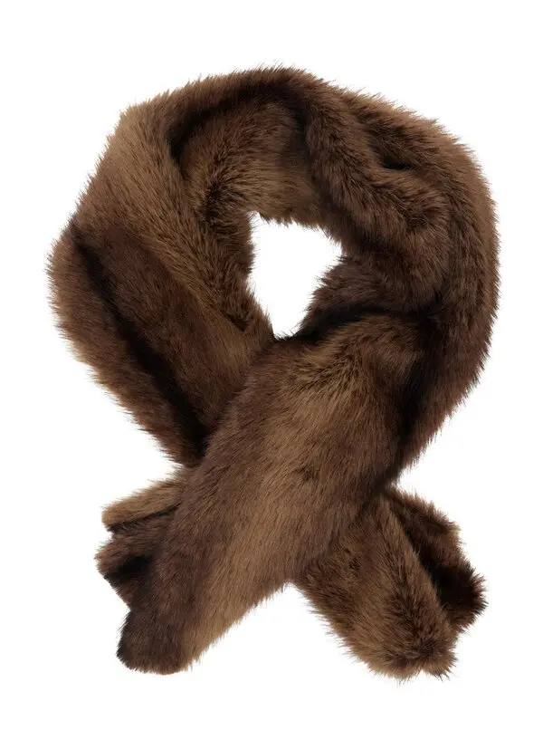 LEPLAIN Brown Faux Fur Scarf For