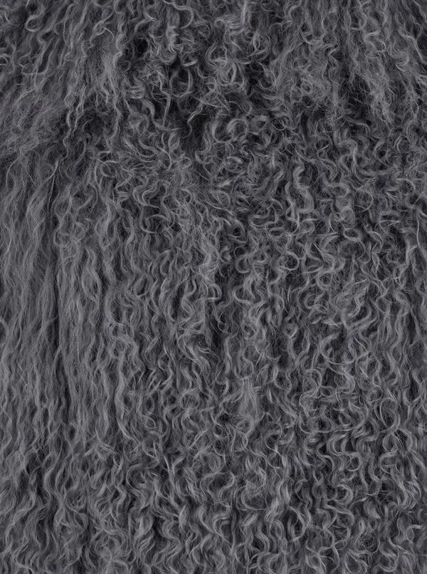 LEPLAIN Short Jacket In Grey Tibetan Fur For