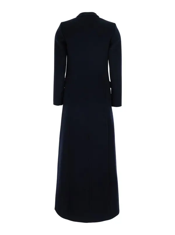 LEPLAIN Blue Long Double-breasted Coat With Peak Revers In Fabric For
