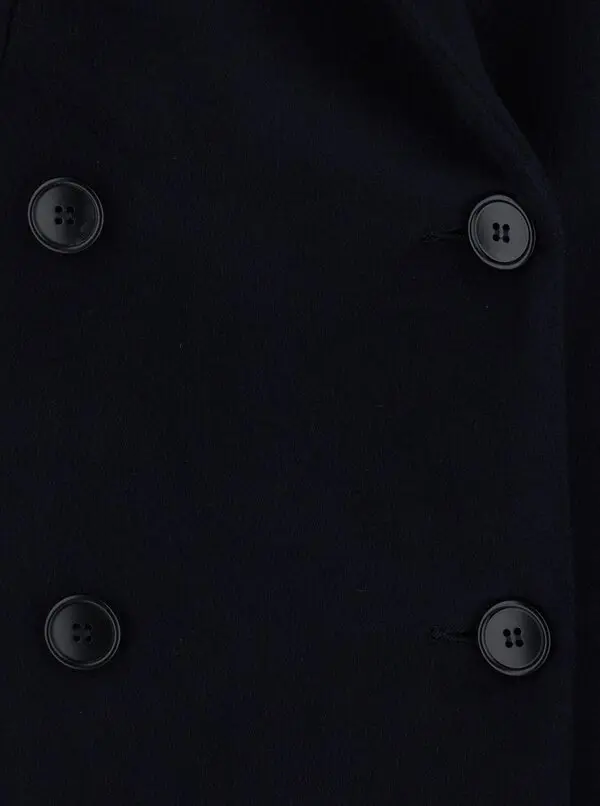 LEPLAIN Blue Long Double-breasted Coat With Peak Revers In Fabric For
