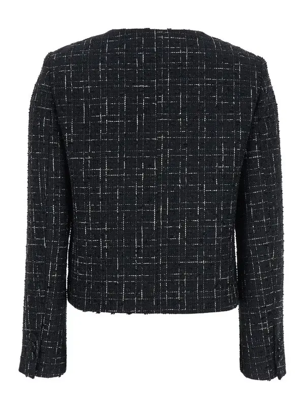 LEPLAIN Black Jacket With Round Neck And Front Button Closure In Tweed