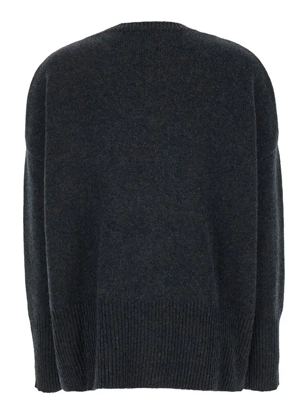 LEPLAIN Dark Grey Oversized Crewneck Sweater In Cashmere
