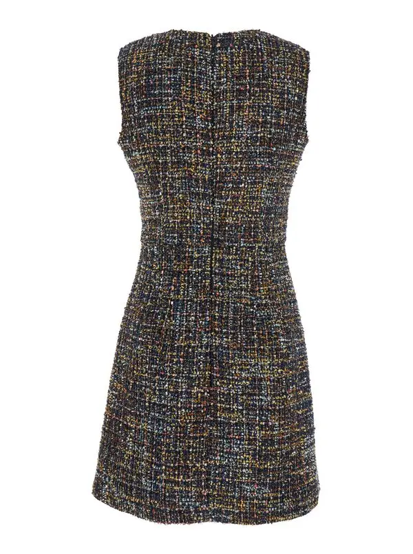 LEPLAIN Dress With Concealed Back Closure And Patterned Motif In Tweed