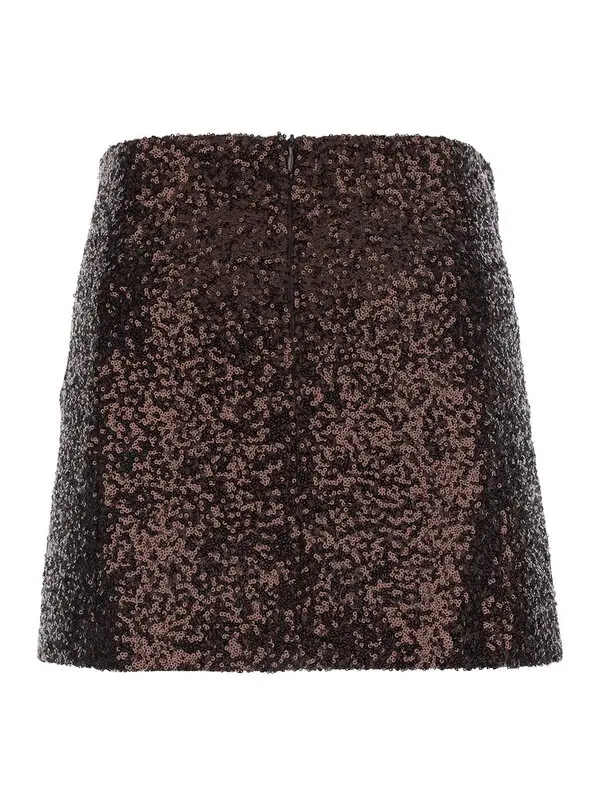 LEPLAIN Brown Fabric Skirt With All-over Sequins For