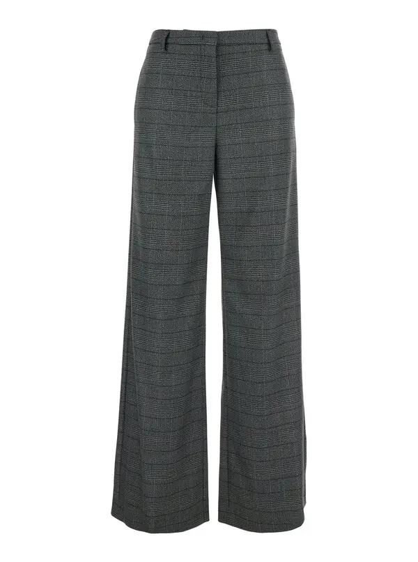 LEPLAIN Grey Trousers With Striped Motif In Wool
