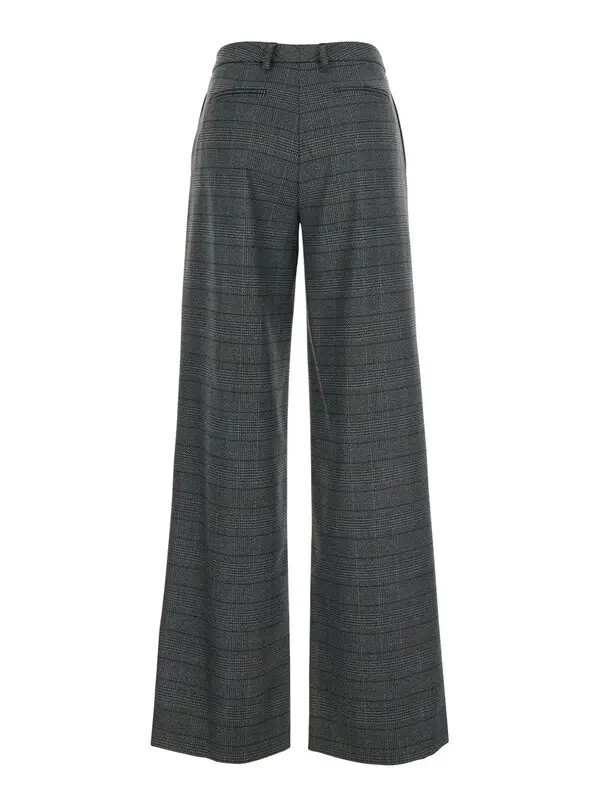 LEPLAIN Grey Trousers With Striped Motif In Wool