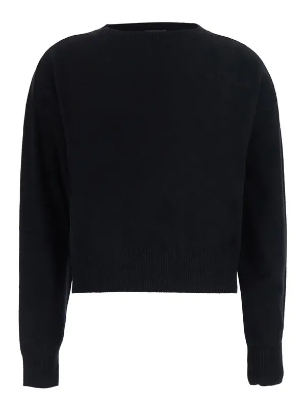 LEPLAIN Cropped Crewneck Sweater With Ribbed Trims In Cashmere