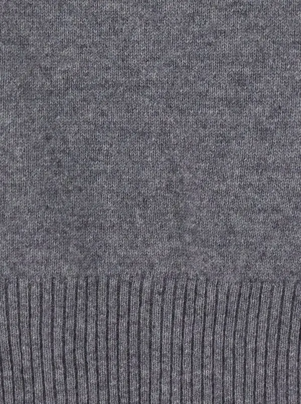 LEPLAIN Grey Cropped Crewneck Sweater With Ribbed Edges In Cashmere For