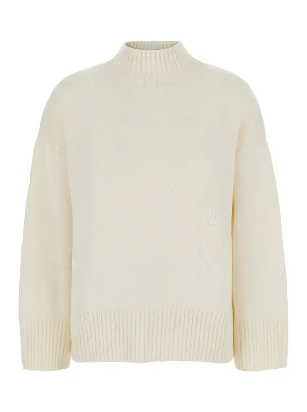 LEPLAIN Sweater With Mock Neck And Dropped Shoulders In Cashmere For