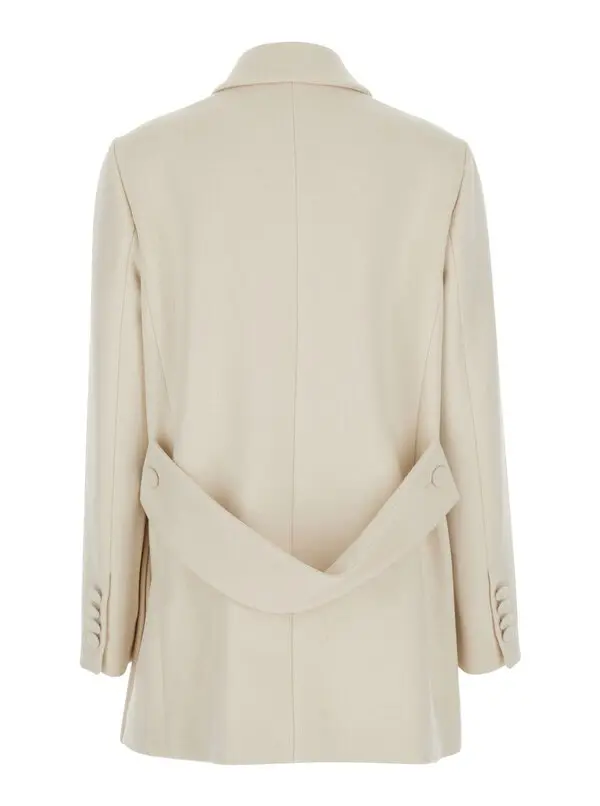 LEPLAIN Short Coat With Halfbelt And Classic Collar In Wool Blend For