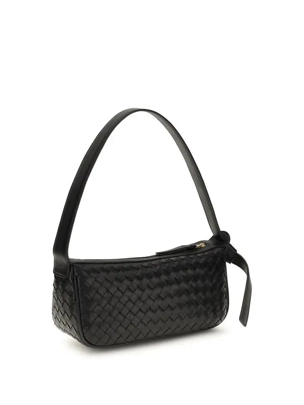 Bottega Veneta Intrecciato Leather Shoulder Bag - Black