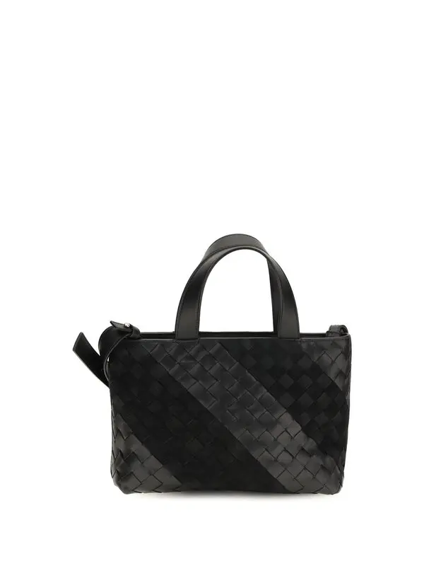 Bottega Veneta Intrecciato Handbag With Suede Stripes