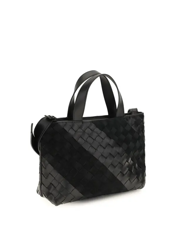 Bottega Veneta Intrecciato Handbag With Suede Stripes