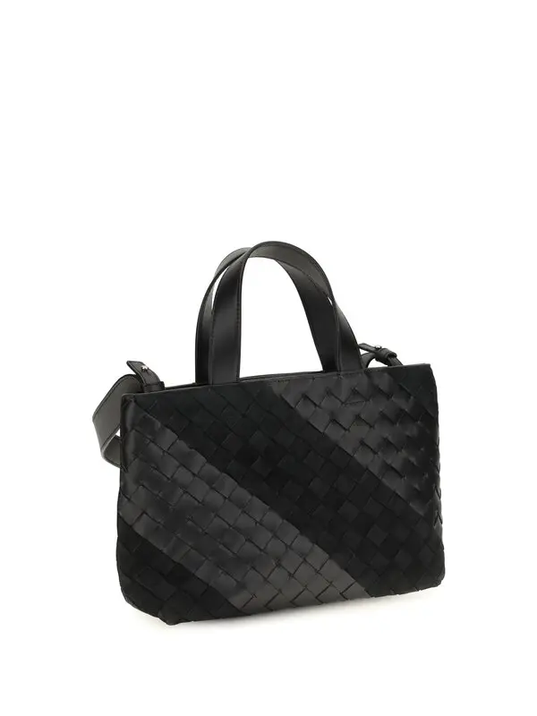 Bottega Veneta Intrecciato Handbag With Suede Stripes