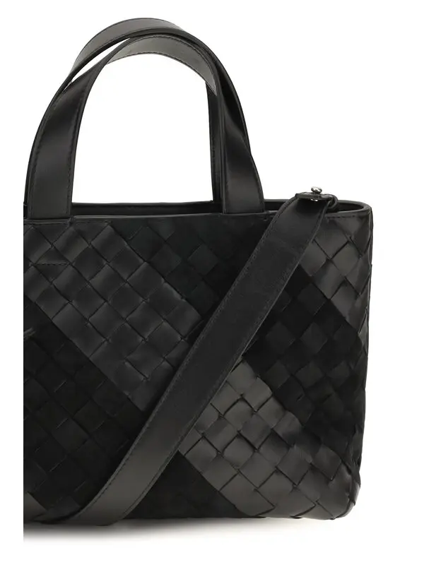 Bottega Veneta Intrecciato Handbag With Suede Stripes