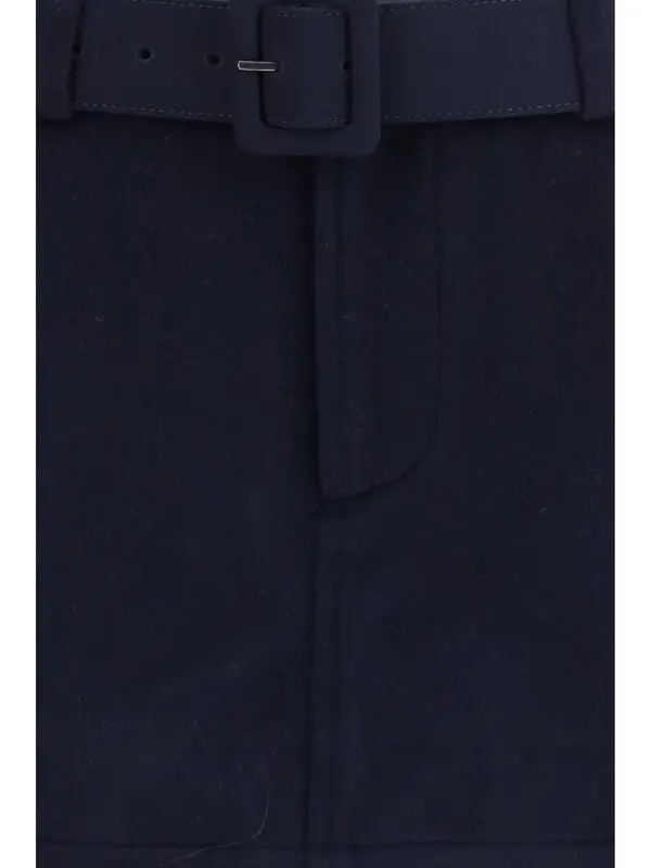 SELF-PORTRAIT Wool Shorts With Lace - Blue