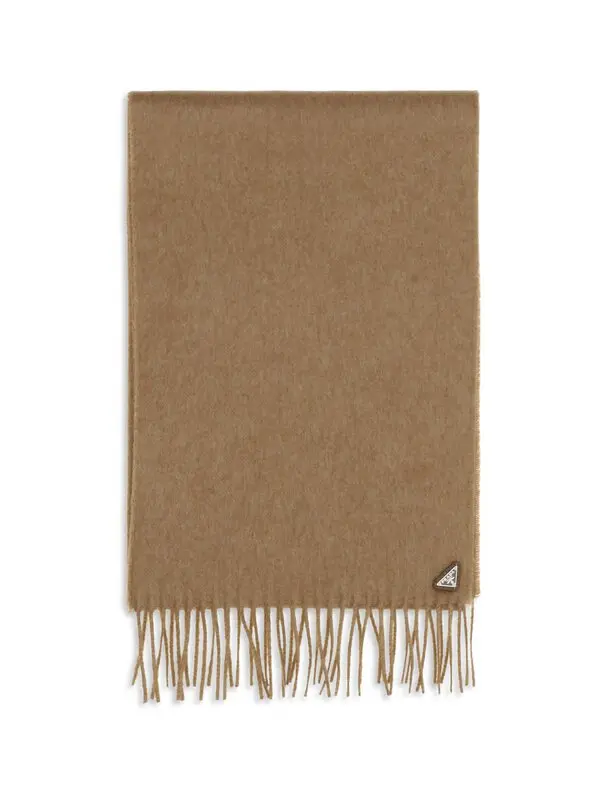 Prada Silk And Cashmere Scarf With Fringes - Cream