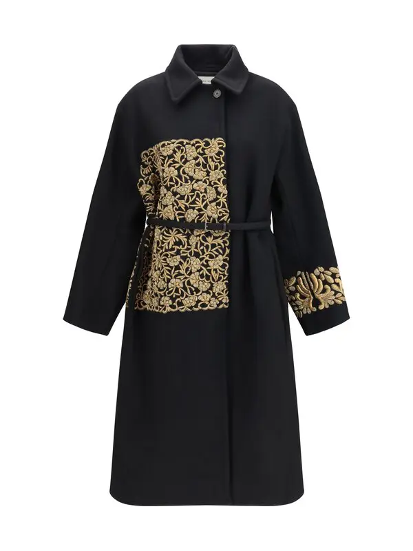 Dries Van Noten Alpaca And Wool Coat With Embroidery
