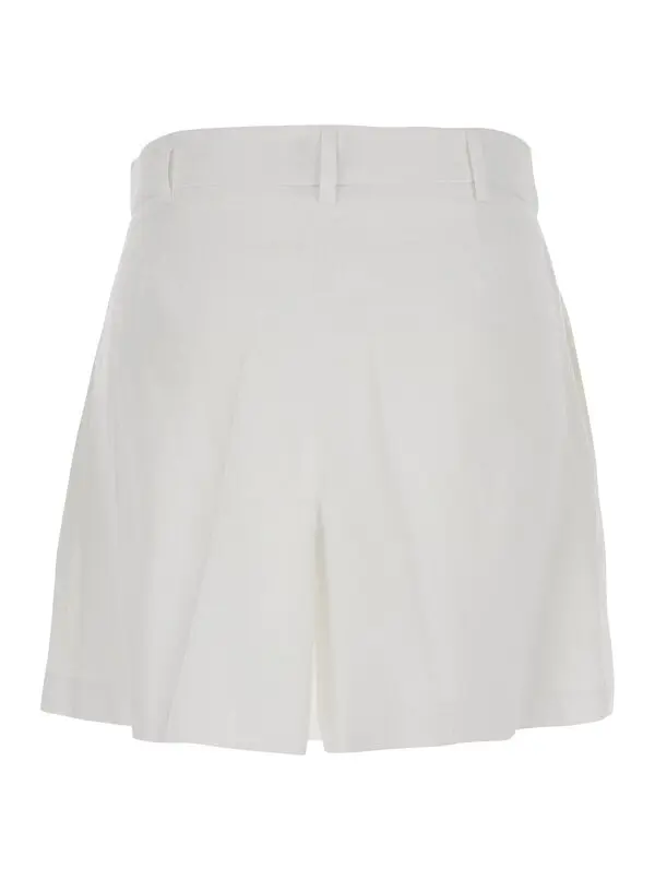 LEPLAIN White Linen Shorts With Belt Loops