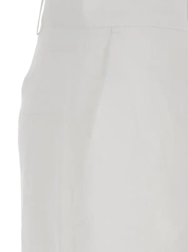 LEPLAIN White Linen Shorts With Belt Loops