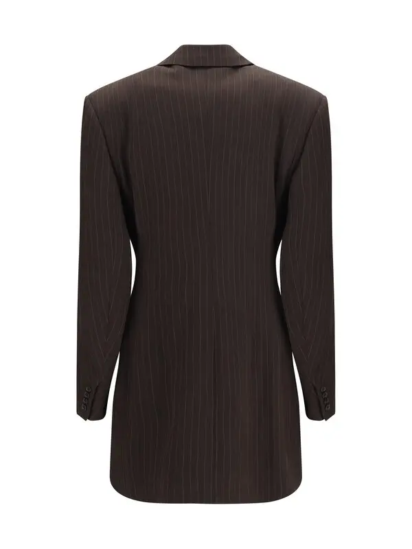 Saint Laurent Double-breasted Pinstripe Mélange Wool Jacket
