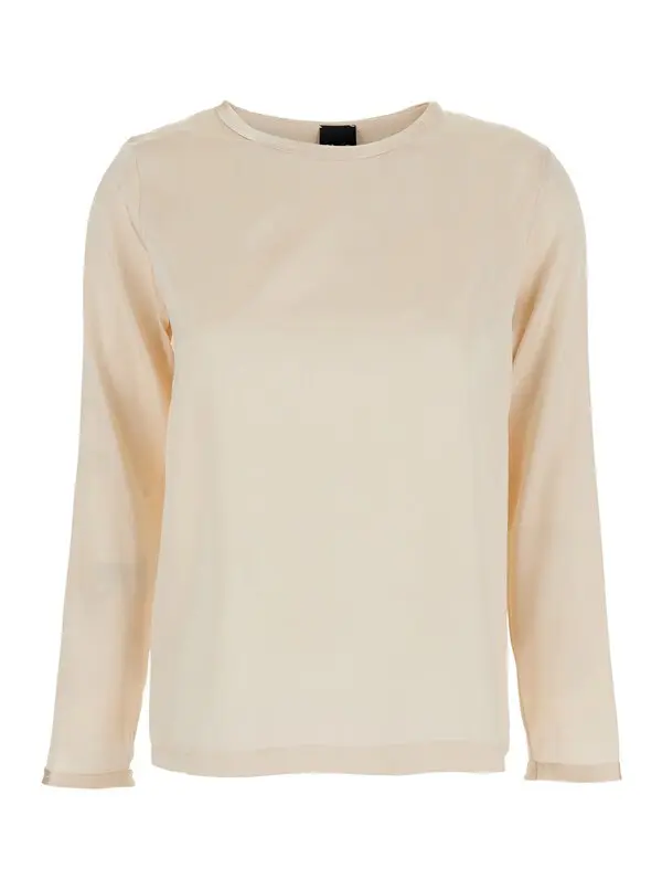 LEPLAIN Beige Silk Long Sleeve Blouse For