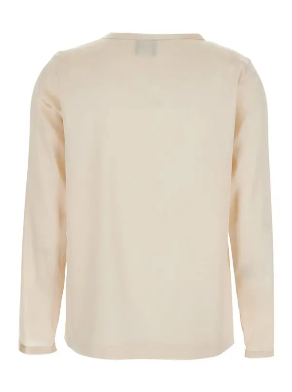 LEPLAIN Beige Silk Long Sleeve Blouse For