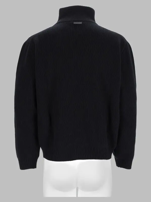 Saint Laurent Pullover Con Mezza Zip In Lana A Coste