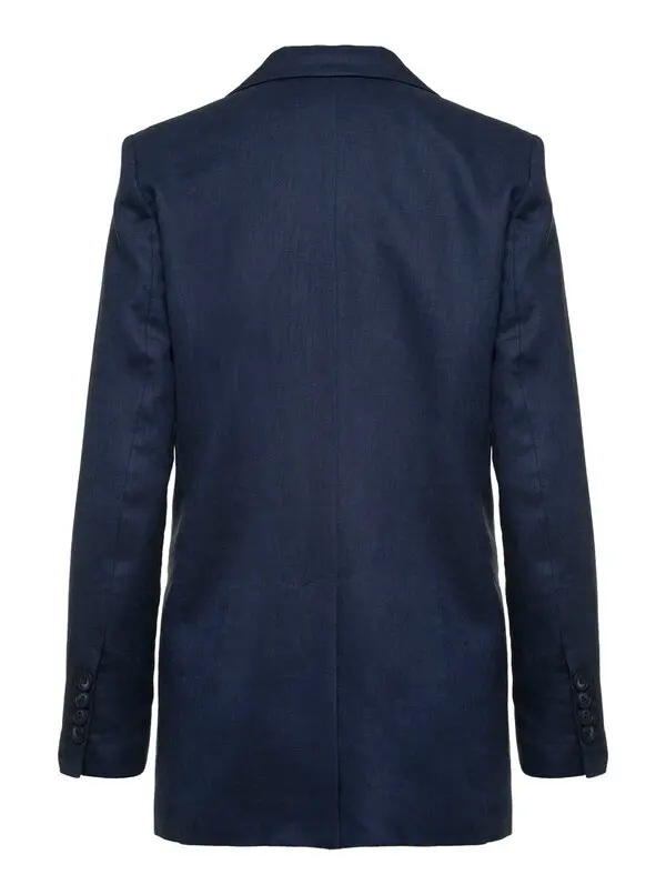 LEPLAIN Blue Double-breasted Blazer In Linen