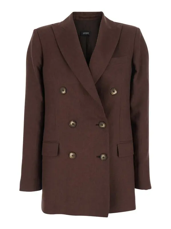 LEPLAIN Double-breasted Jacket With Peak Revers In Linen For