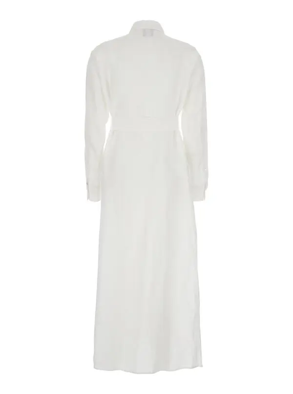 LEPLAIN Dress With Classic Collar And Adjustable Belt In Linen For