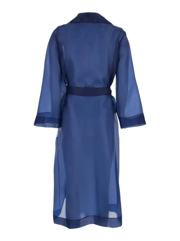 LEPLAIN Blue Light Trench With Notched Revers And Front Belt Closure In Tech Fabric